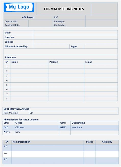 Meeting Notes Template Free Download No Registration Required Pm
