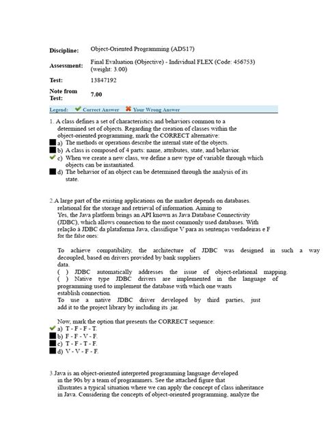 Object Oriented Programming Final Assessment Objective Pdf Method