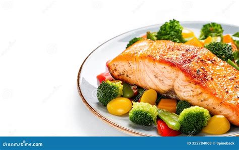 Healthy Baked Salmon Meal With Vegetables And Couscous Stock Image