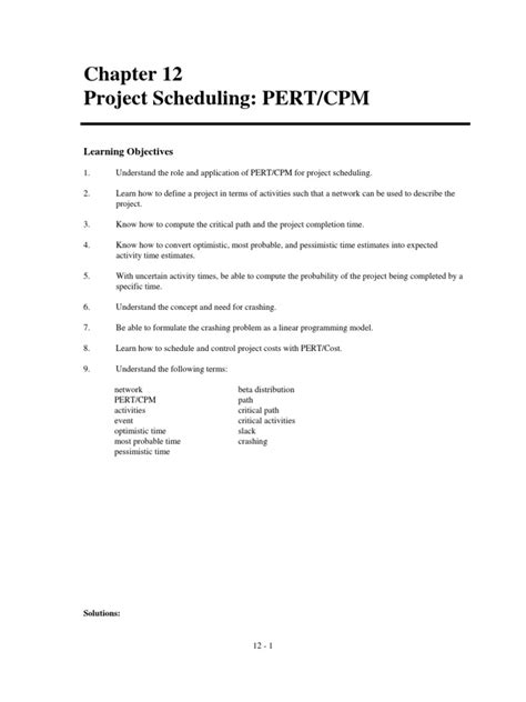 Project Scheduling Pertcpm Pdf Process Management Scientific Modeling