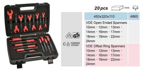 Insulated Ring Spanner Open End Set 20 Pc 1000v Vde