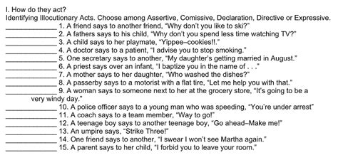 Answered Identifying Illocutionary Acts Choose Among Assertive