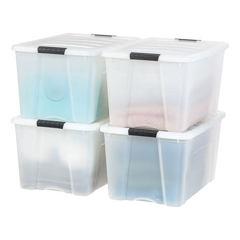 Iris Usa 72 Qt Plastic Storage Container Bin With Secure Lid And Latching Buckles 4 Pack