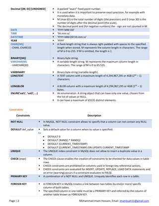 DBMS 4 MySQL DDL DML Commands PDF