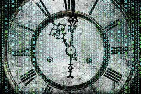 Premium Photo Clock And Binary Code
