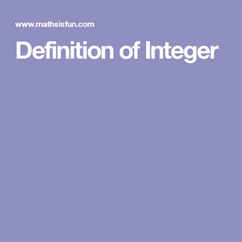 Definition Of Integer Integers Definitions Mathematics