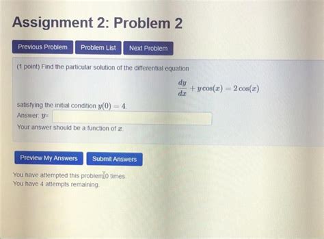 Solved Assignment 2 Problem 2 Previous Problem Problem List
