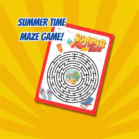 Maze Game Summer Time Printable Babe Kid Adult Games Classroom Games Teacher Decorations Etsy