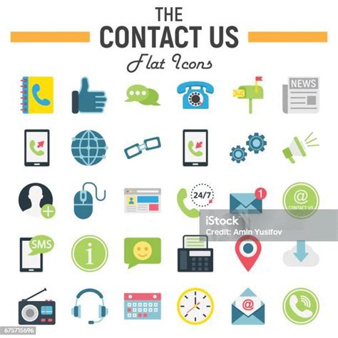 플랫 아이콘 세트 웹 버튼 기호 컬렉션 모바일 문의 및 지원 벡터 스케치 로고 그림 화려한 단색 무늬 흰색 배경 Eps 10에 고립 된 패키지 0명에 대한 스톡 벡터 아트