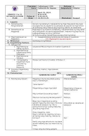 Sample 7Es Lesson PLAN 7 ES LESSON PLAN IN SCIENCE 7 I OBJECTIVES Content Standard The