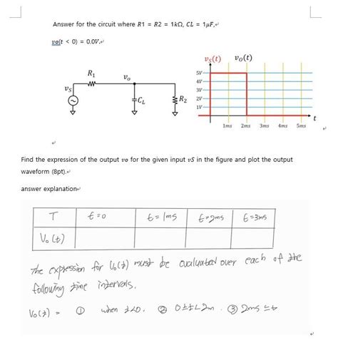 solved answer for the circuit where r1 r2 1kΩ cl 1μf