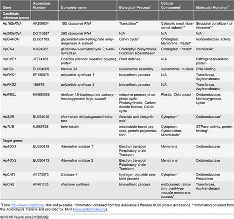 Gene Ontology Of Candidate Reference Genes And Target Genes Download
