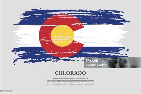 브러시 스트로크 효과와 정보 텍스트 포스터 벡터와 콜로라도 국기 그런지 이미지 기법에 대한 스톡 벡터 아트 및 기타 이미지