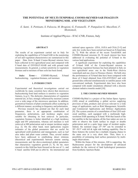 Pdf The Potential Of Multi Temporal Cosmo Skymed Sar Images In
