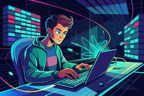 premium vector programmer fingers flying across the keyboard writes