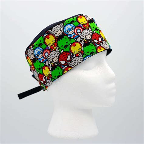 Mens Chibi Hero Scrub Cap Black Top Phancy Phish Crafts