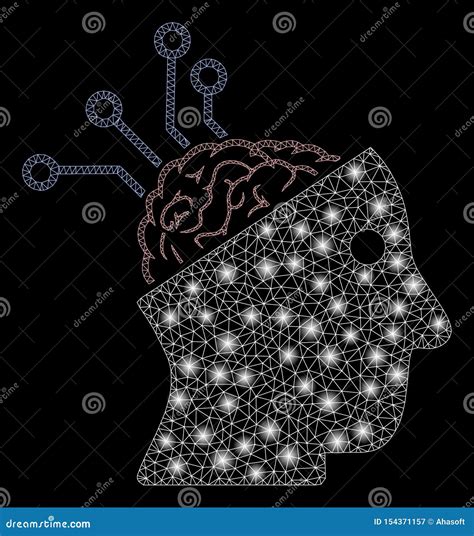 Bright Mesh Network Neural Interface Links With Light Spots Stock
