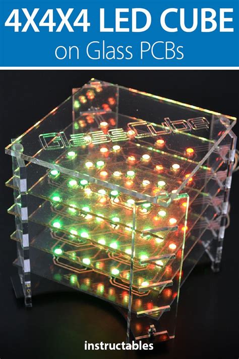 GlassCube 4x4x4 LED Cube On Glass PCBs
