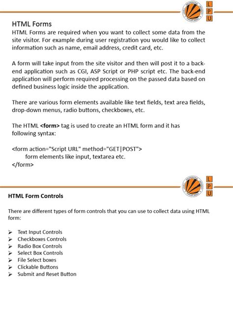 Htmlforms Pdf Html Element Computing