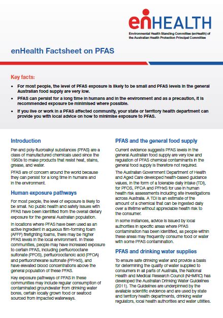 EnHealth Fact Sheet On Per And Polyfluoroalkyl Substances PFAS Australian Government