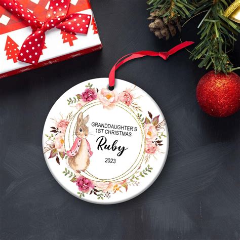 Personalized Grandsons First Christmas Circle Ceramic Ornament