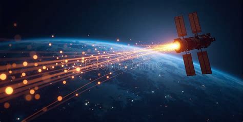 Global Data Network Cell Towers Fiber Optics And Satellites Connect The World Enabling