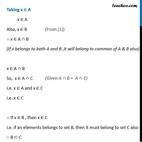 Misc 3 Let A U B A U C And Ab Ac Show That B C