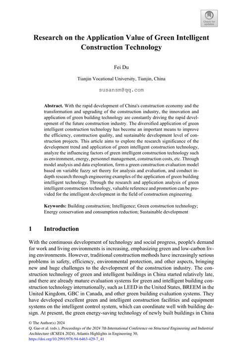 Pdf Research On The Application Value Of Green Intelligent Construction Technology