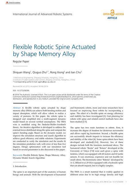 Pdf Flexible Robotic Spine Actuated By Shape Memory Alloy