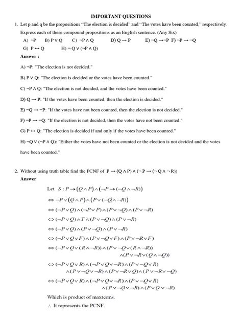 Important Questions Pdf Vertex Graph Theory Function Mathematics