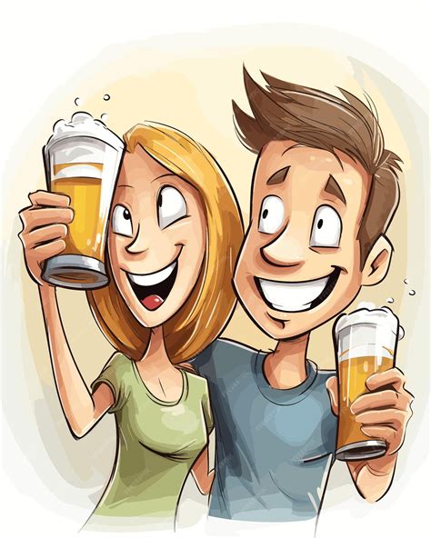 Premium Vector A Cartoon Happy Couple Drinking Beer