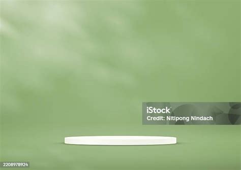 파스텔 그린 배경 벡터 3d 웹 사이트에서 제품을 판매하기위한 흰색 연단 공간 그림자 잎이 있는 빈 방 벡터 일러스트 레이 션 0명에 대한 스톡 벡터 아트 및 기타 이미지