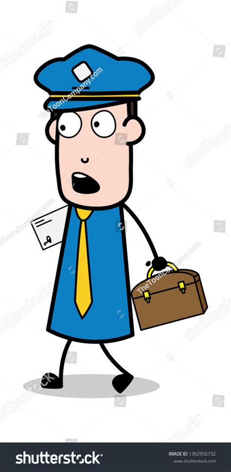 Delivering Post Postman Cartoon Courier Guy Stock Vector Royalty Free