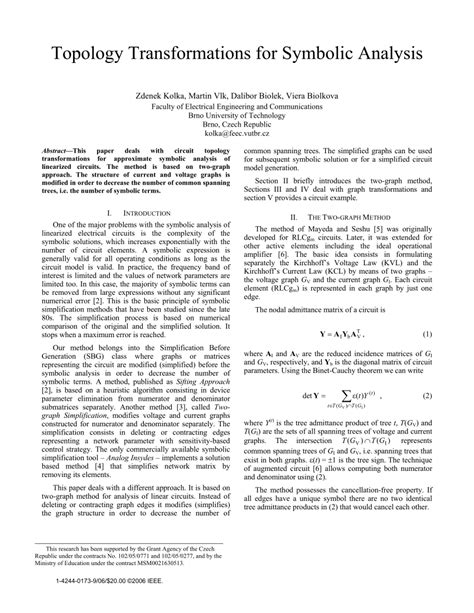 Pdf Topology Transformations For Symbolic Analysis