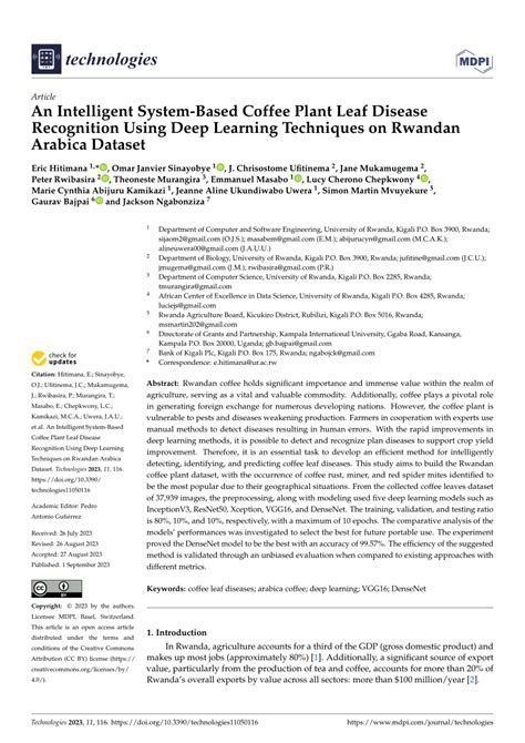 Pdf An Intelligent System Based Coffee Plant Leaf Disease Recognition Using Deep Learning