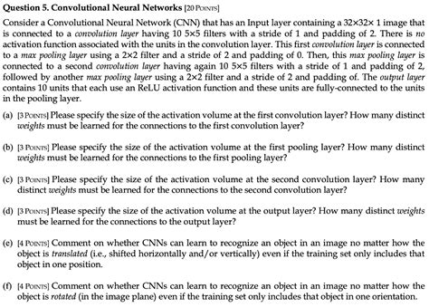Question Convolutional Neural Networks POINTS Chegg