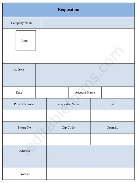 Requisition Fillable PDF Form
