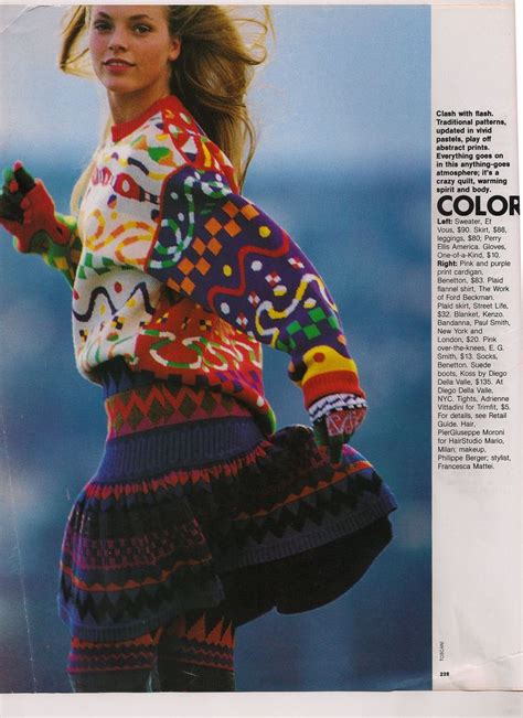 elle magazine fall 1988 color mixing 1988fashion sweaterdressing
