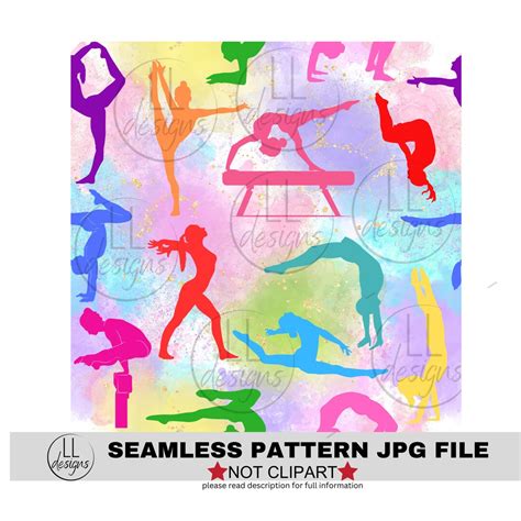 Gymnastics Colorful Gymnast Seamless Pattern Digital Paper Digital Paper Seamless