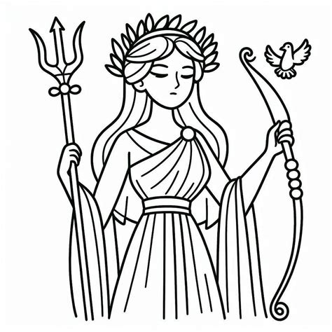 Coloring Greek Artemis Drawing Pages Gods Flag Mythology Goddesses
