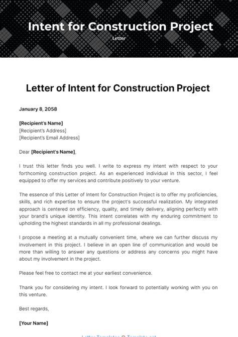 Letter Of Intent Construction