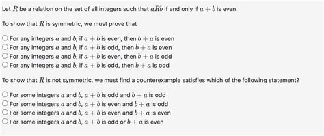 solved let r be a relation on the set of all integers such