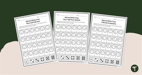 Roll And Write Telling Time Dice Game Teach Starter