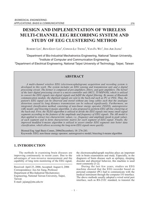 PDF Design And Implementation Of Wireless Multi Channel EEG Recording System And Study Of EEG