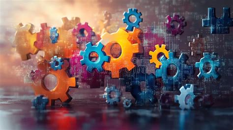 Abstract Illustration Of Colorful Gears Representing Innovation And