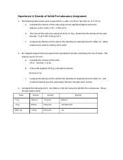 Experiment 4 Density Of Solids Calculations Comparisons And Course Hero
