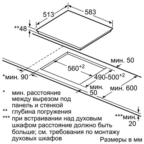 Электрическая варочная панель Siemens ET645FNN1 - схема встраивания для ...