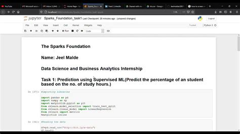 Task 1 Prediction Using Supervised Ml Grip Tsf Youtube