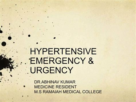 Hypertension Emergency And Urgency Pptx