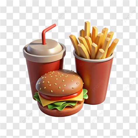 3차원 패스트푸드 햄버거와 감자튀김 치즈버거 샌드위치 빠른 Png 일러스트 및 이미지 에 대한 무료 다운로드 Pngtree